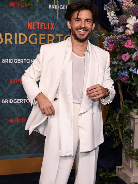 Bridgerton Premiere Jonathan Bailey White Suit – Edison Jacket
